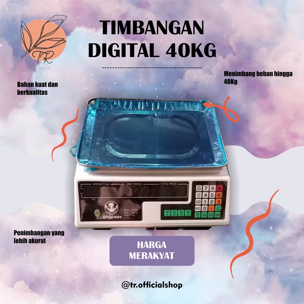 Jual [TR] TIMBANGAN DIGITAL TIMBANGAN BUAH SAYUR BAHAN DAPUR 40KG ...