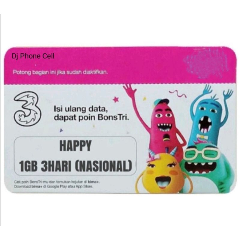 Jual Voucher Three Happy 1GB+1Lokal 3Hari (NASIONAL) | Shopee Indonesia