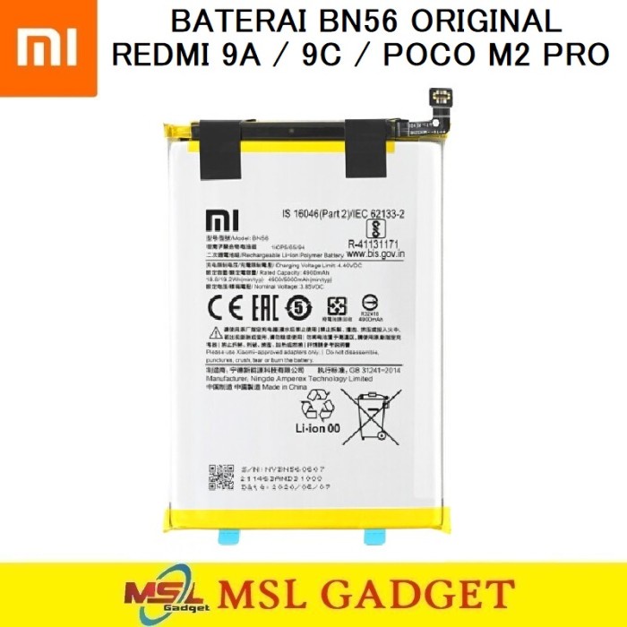 Jual Baterai Battery Xiaomi Redmi 9A / Redmi 9C / Poco M2 Pro BN56 BN ...