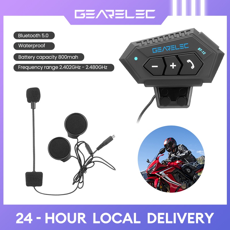 Jual GEARELEC BT12 800mAh Dukungan Baterai Bekerja Sambil Mengisi Daya Helm Sepeda Motor Musik ...