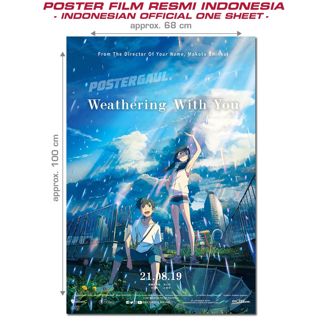 Jual Poster Film WEATHERING WITH YOU / TENKI NO KO - original Indonesian one sheet, ukuran 68 x ...