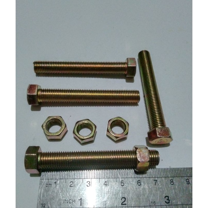 Jual BAUT MUR KUNING HEX BMK M10 X 70 MM ( KUNCI 14 ) | Shopee Indonesia