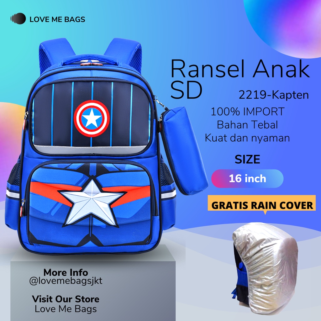 Jual LMB Tas Sekolah Anak Laki SD Import Bahan Nilon Premium Karakter Superhero Timbul 6D Tebal ...
