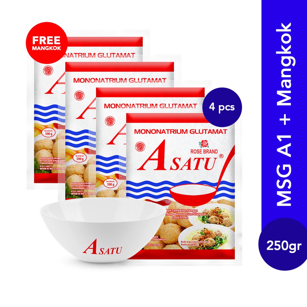 Jual Rose Brand - MSG A Satu 1KG (4 Bungkus @250 Gram) + Gratis Mangkok ...