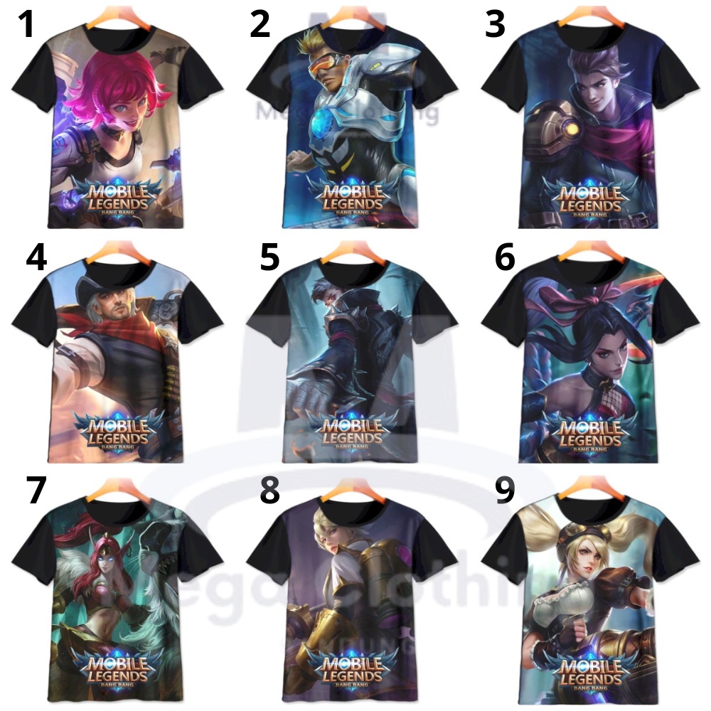 Jual Kaos Anak Baju Anak Mobile Legends Full Hero Role Marksman / Carry ...