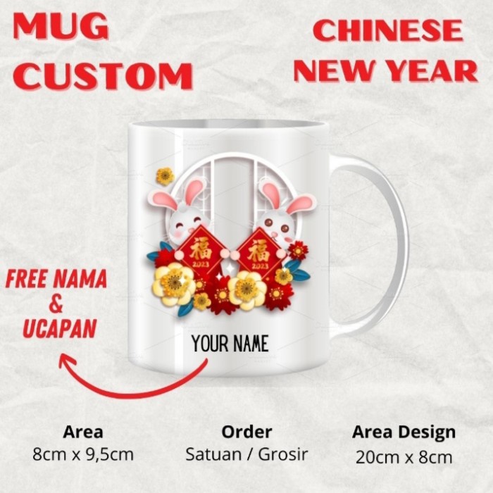 Jual Mug Custom Imlek 2023 Desain Imlek bebas Custom Gelas Import 400 ...