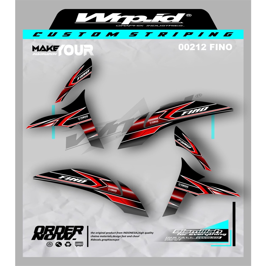 Jual 00212 sticker striping motor fino motif garis racing simple ...