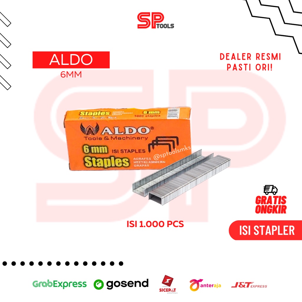 Jual ISI MATA STAPLER / STAPLES / GUN TACKER 6MM 6 MM ALDO 1000PCS ...