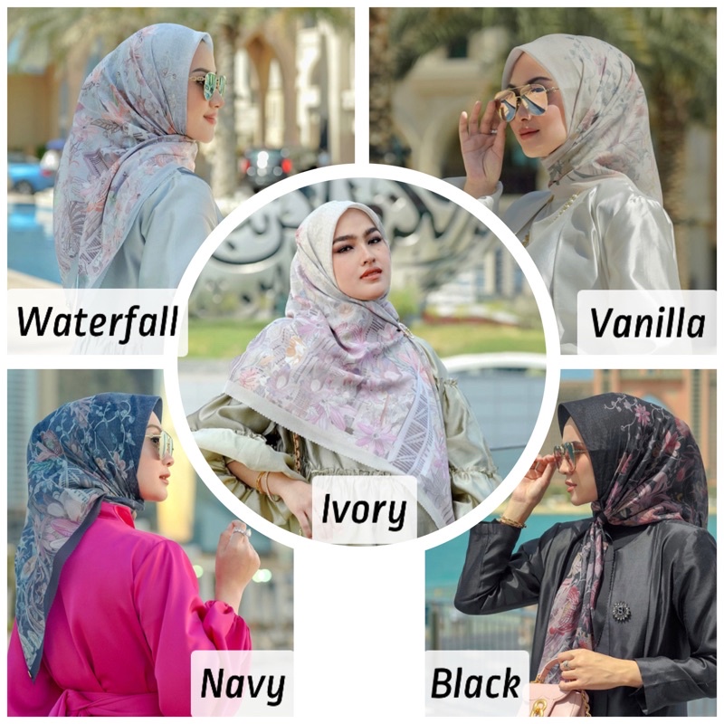 Jual Dubai Voile Square Navy Ivory Vanilla Waterfall Dubai Series ...