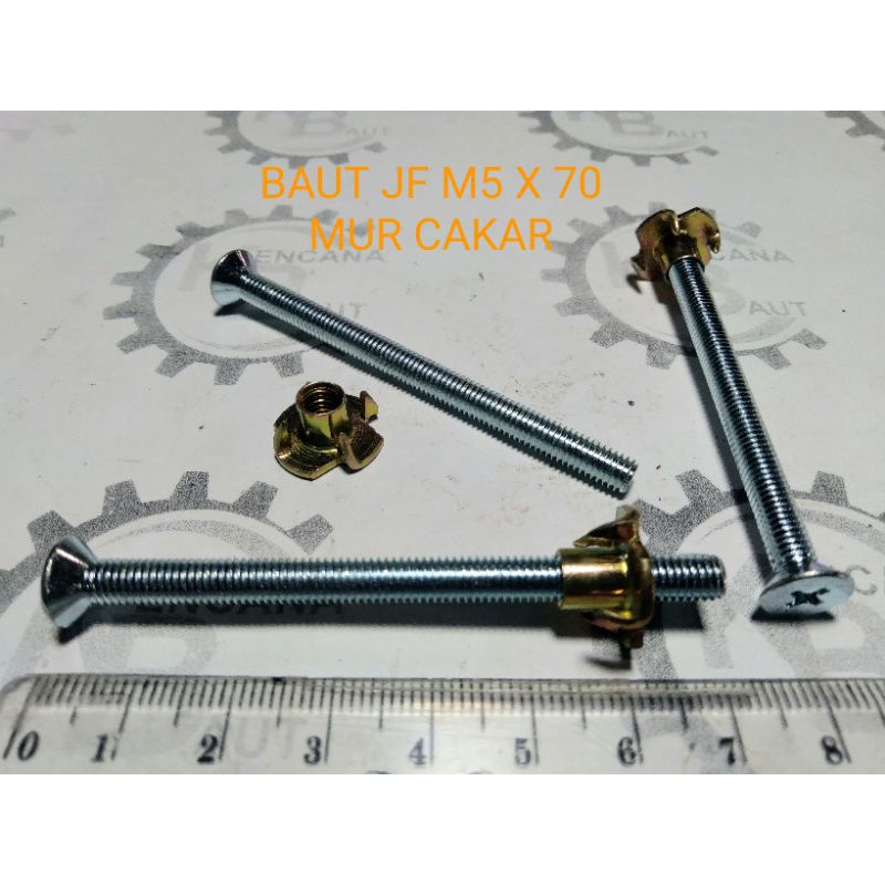 Jual BAUT JF M5 X 70 MM GALVANIS DAN MUR CAKAR / BAUT SPEAKER KUNCI OBENG PLUS(+) PANJANG 7 CM ...
