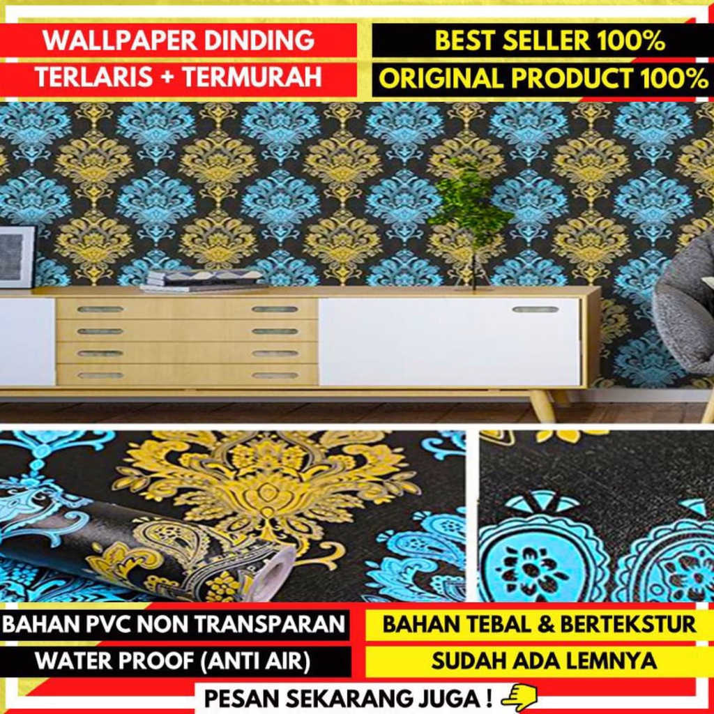 Jual Wallpaper Dinding 10 m 10 meter 45 cm x 10 m BATIK GOLD BATIK PINK ...