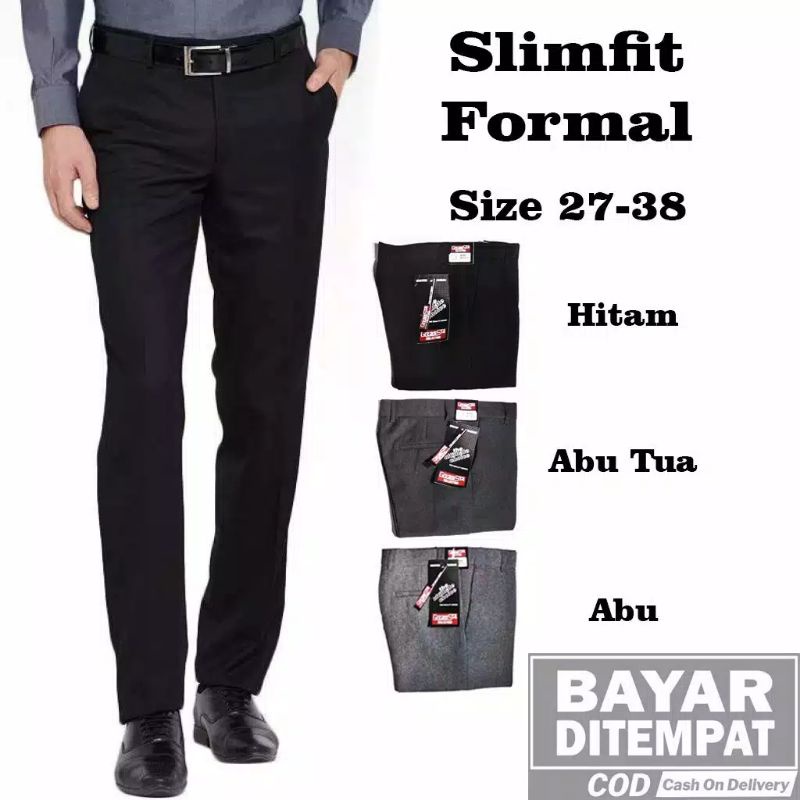 Jual Celana Kerja Kantor Formal Slim Fit Pria Bahan Dasar Kain Wol premium | Shopee Indonesia
