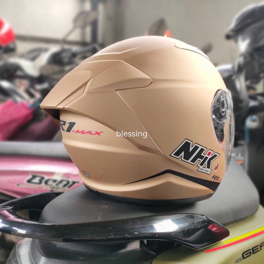 Jual NHK R1 MAX SOLID LIGH GOLD DOFF HELM OPEN FACE DOBLE VISOR ...