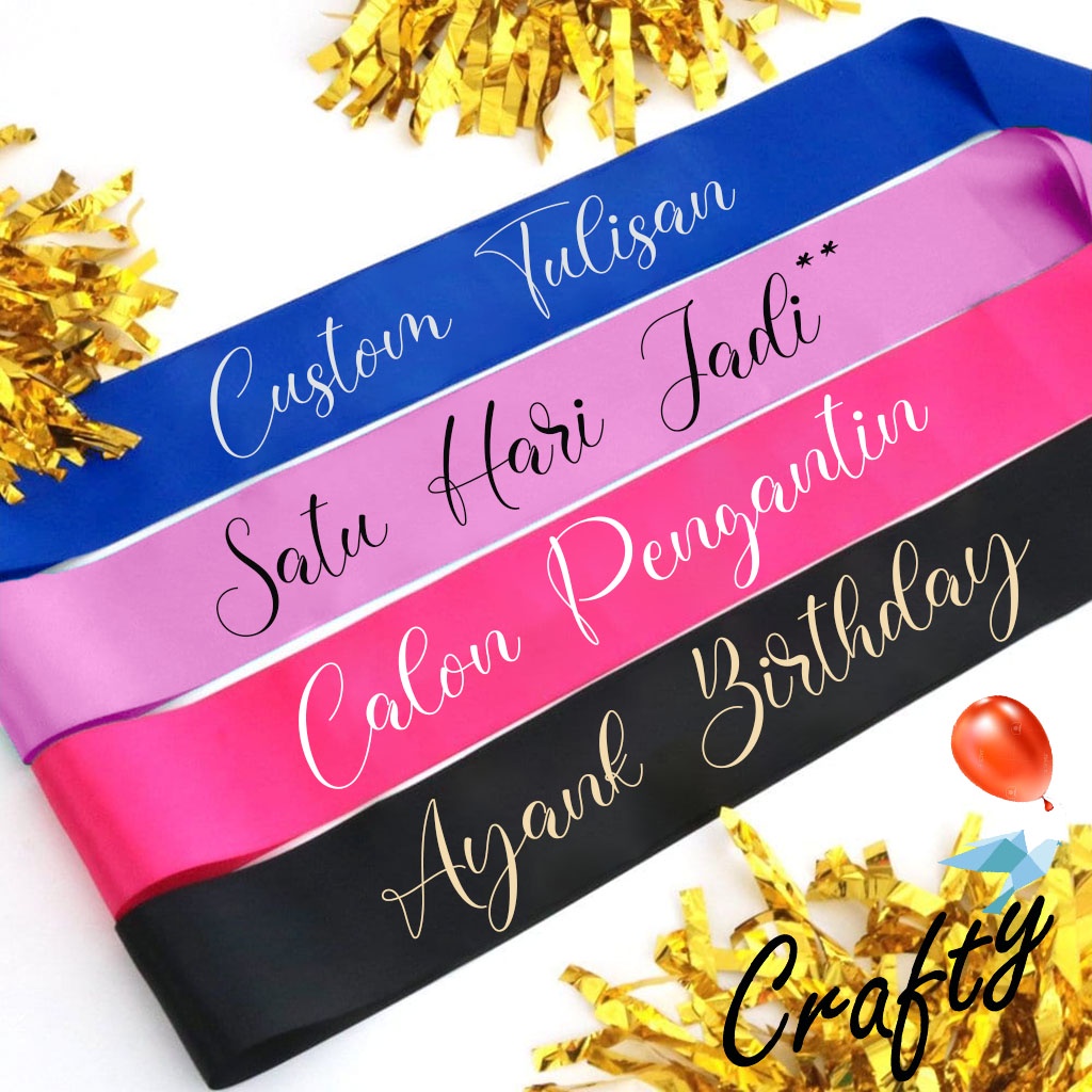 Jual (CUSTOM 1 Hari jadi) SELEMPANG Sash CUSTOM Tulisan Nama | Shopee ...