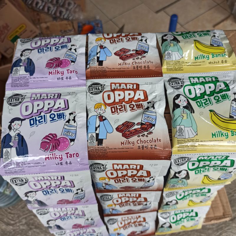 Jual Minuman Serbuk Mari Oppa Rasa Taro Cokelat Banana | Shopee Indonesia