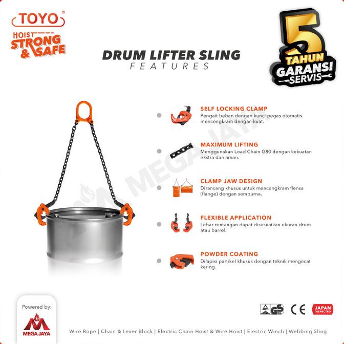 Jual Drum Lifter / Pengangkut Drum Rantai 1 Ton X 0.5 Meter Toyo ...