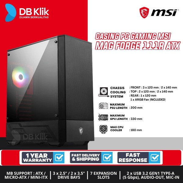 Jual Casing PC Gaming MSI Forge 111R ATX - MSI MAG FORGE 111R Gaming ...