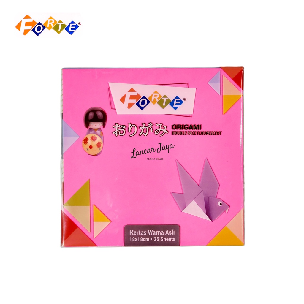 Jual Kertas Origami Paper Double Side Face Fluorescent FORTE 18 x 18 cm ...