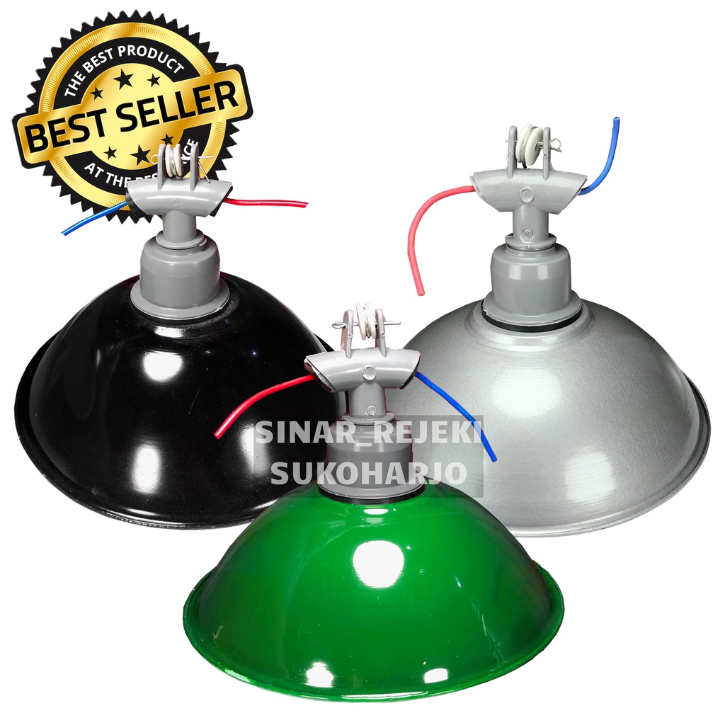 Jual Kap Lampu Jalan 20 CM + Fitting Gantung WD E-27 Kap Lampu Gantung Hijau Hitam | Shopee ...