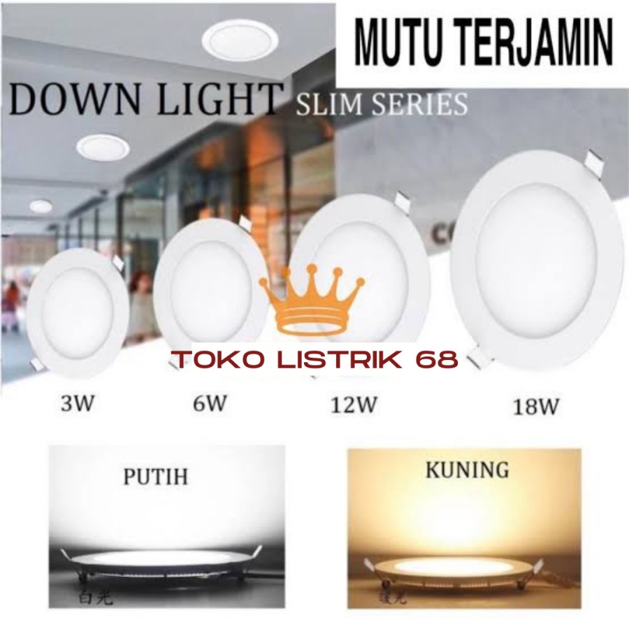 Jual lampu downlight led panel 3w 6w 12w 18w tipis inbow | Shopee Indonesia