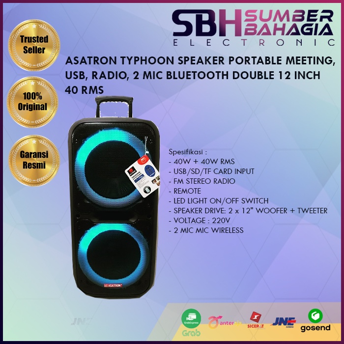 Jual ASATRON TYPHOON SPEAKER PORTABLE MEETING, USB, RADIO, 2 MIC ...