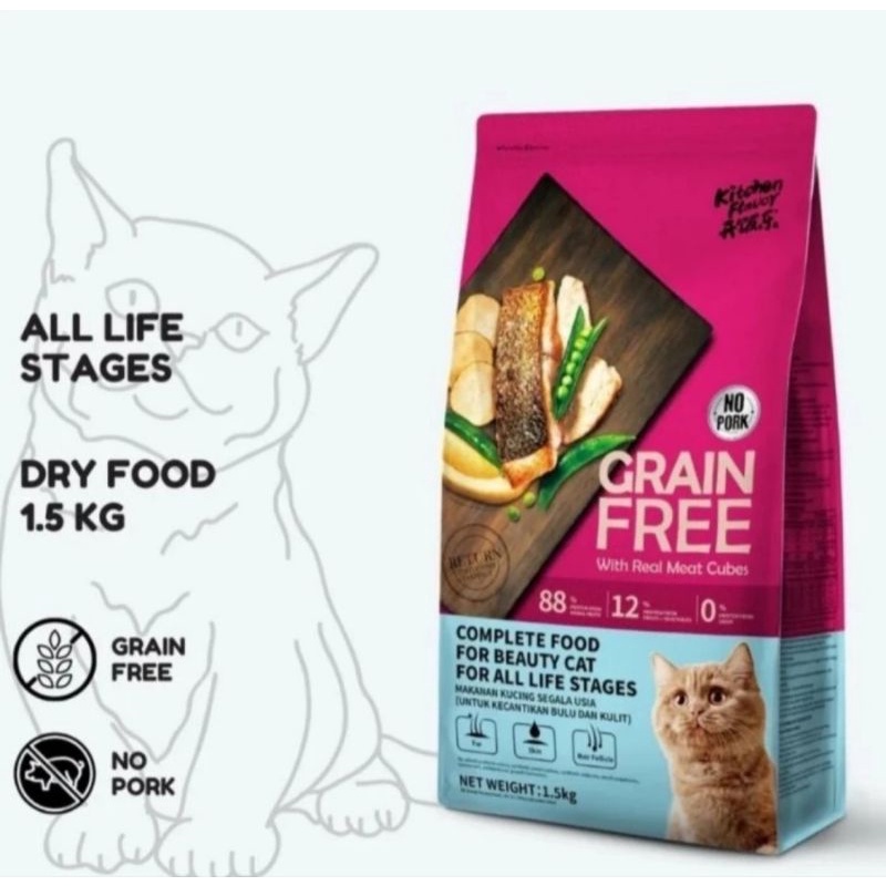 Jual KF Kitchen Flavor Grain Free Beauty For All Life Stages Cat Food ...