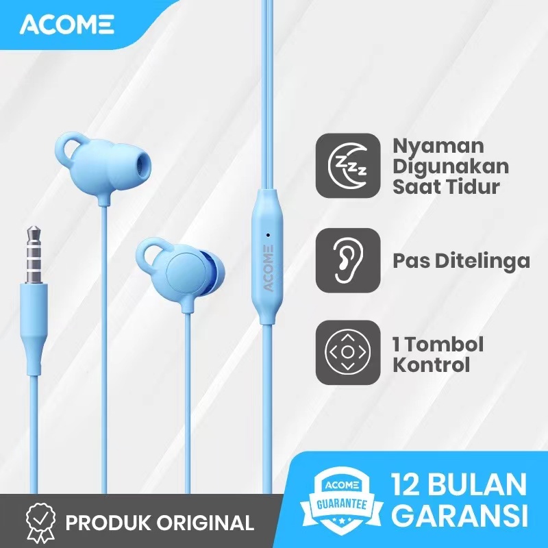 Jual Sleep Earphones ACOME ASE01 Sensorless 6mm Composite Diaphragm ...