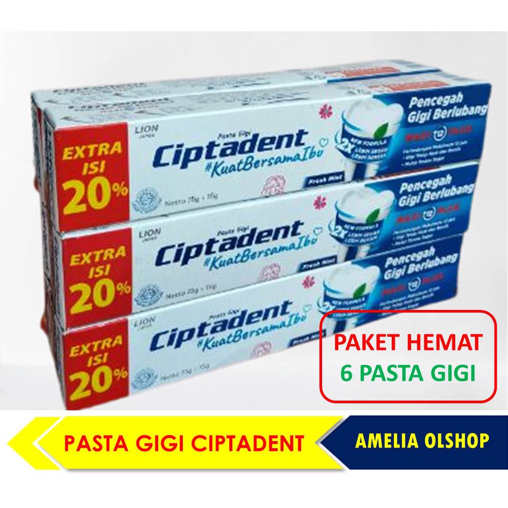 Jual Paket Hemat 6 Pasta Gigi Ciptadent 75 Gr Odol Perawatan Gigi Dan ...