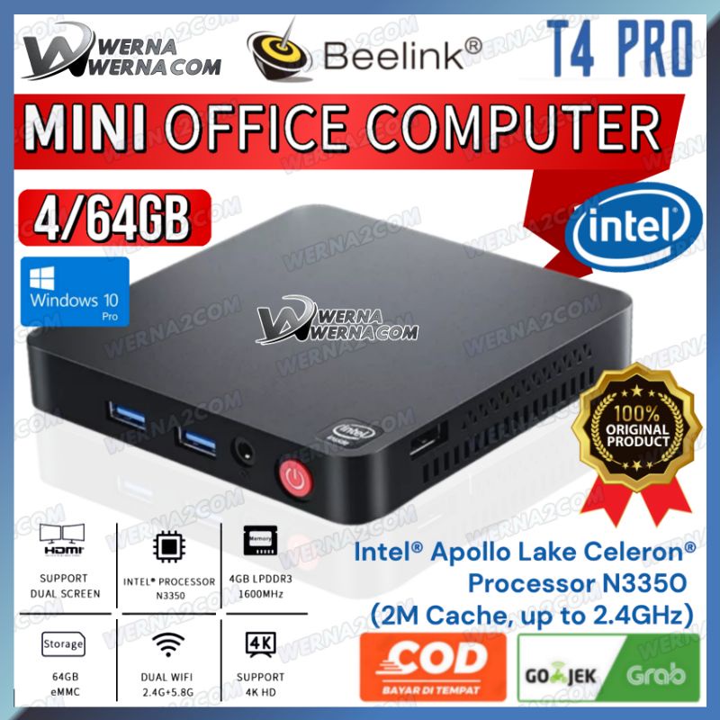 Jual Mini PC Beelink T4 PRO Intel Celeron N3350 4/ 64GB eMMC Windows 10 HDMI LAN | Shopee Indonesia