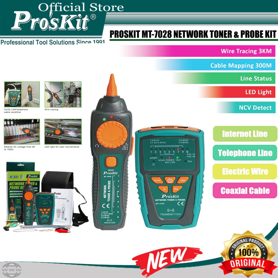Jual Proskit MT-7028 LAN Kabel Tester Network Toner line Probe Wire ...