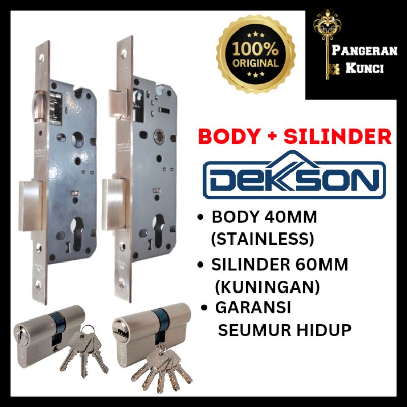 Jual MORTISE LOCK BODY KUNCI PINTU RUMAH SET PELOR LIDAH DEKSON SOLID 40MM STAINLESS STEEL ...