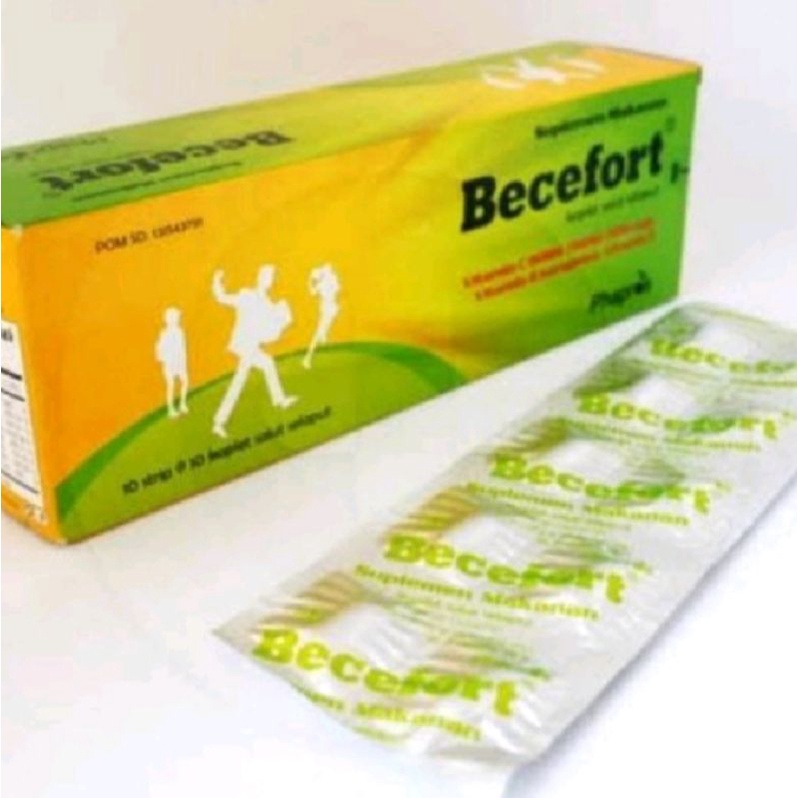 Jual BECEFORT VITAMIN C, B, E, 500mg 1 Setrip/10 tablet / Multivitamin ...