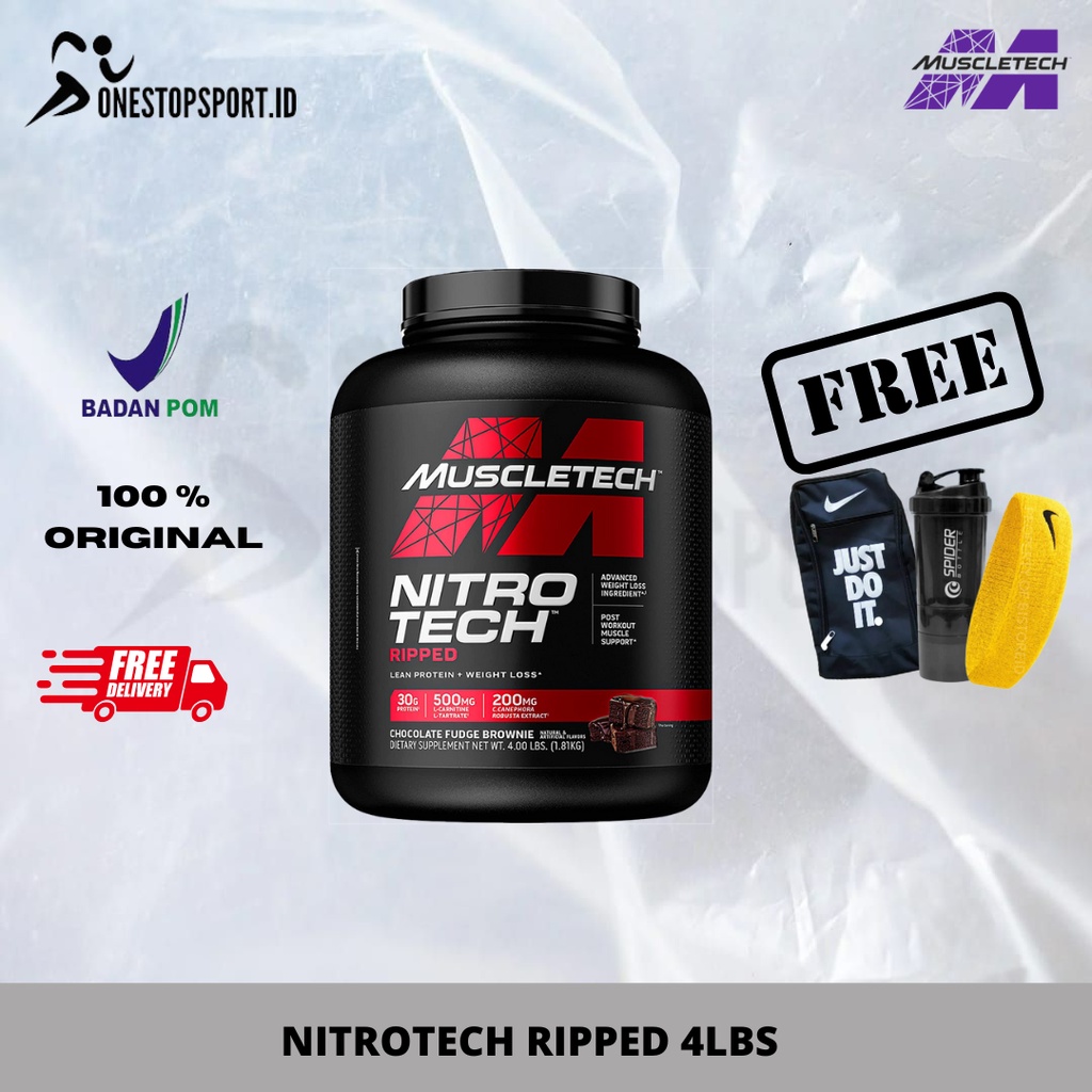 Jual Muscletech Nitrotech Ripped 4 Lbs Whey Protein Nitro Tech 4lb ...