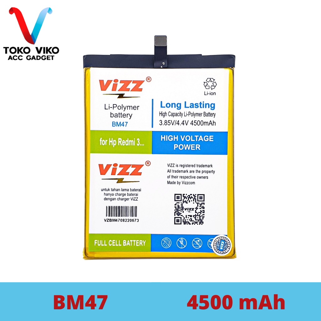 Jual Vizz Xiaomi BM47 Redmi 3 / 3S / 3X / 4X Baterai Batre Original | Shopee Indonesia