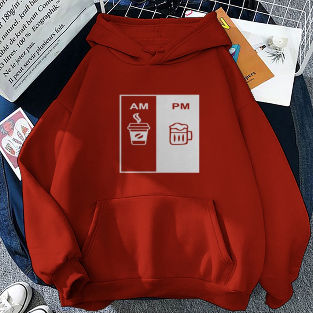 Jual AM PM Coffee Cup Sweater Hoodie Jumper Wanita Size M-L-XL-XXL Bisa ...
