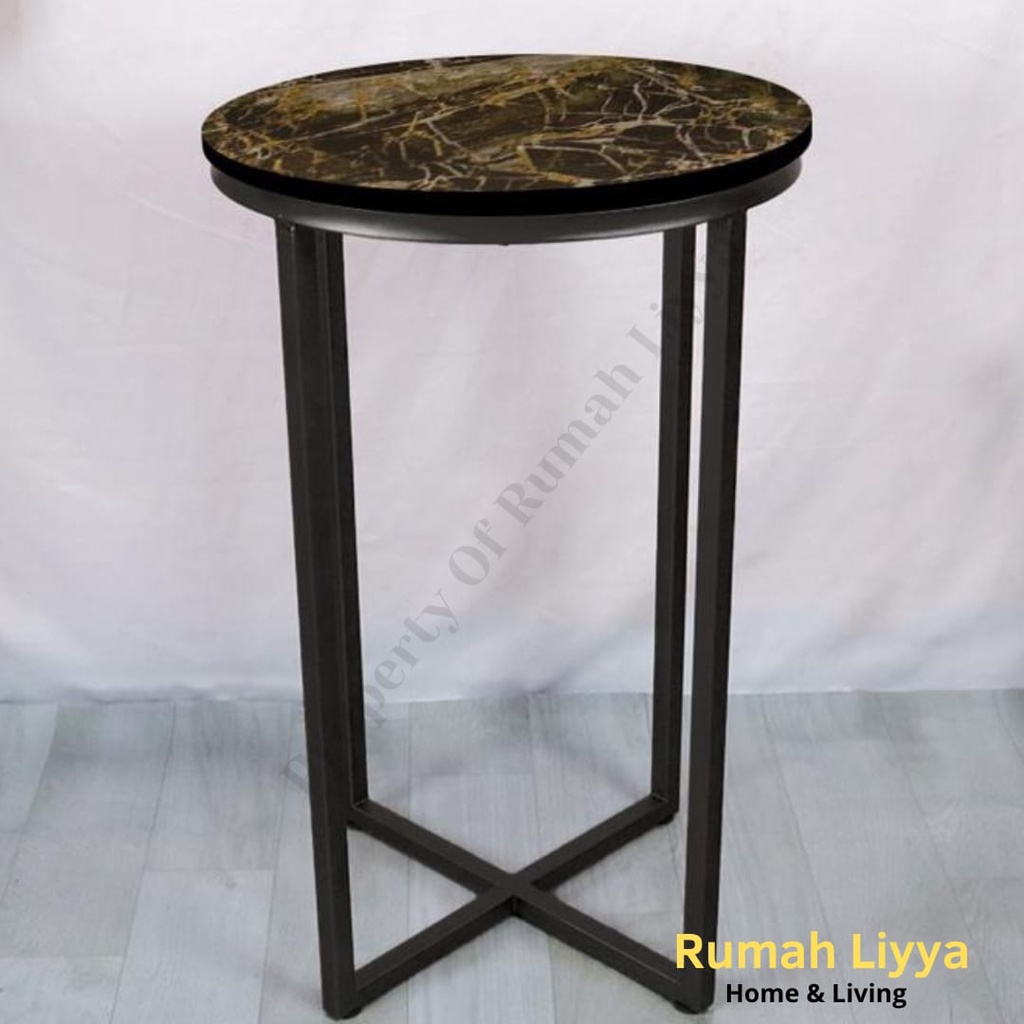 Jual RumahLiyya Meja Samping Bulat Minimalis Coffee Table Kayu Kaki ...
