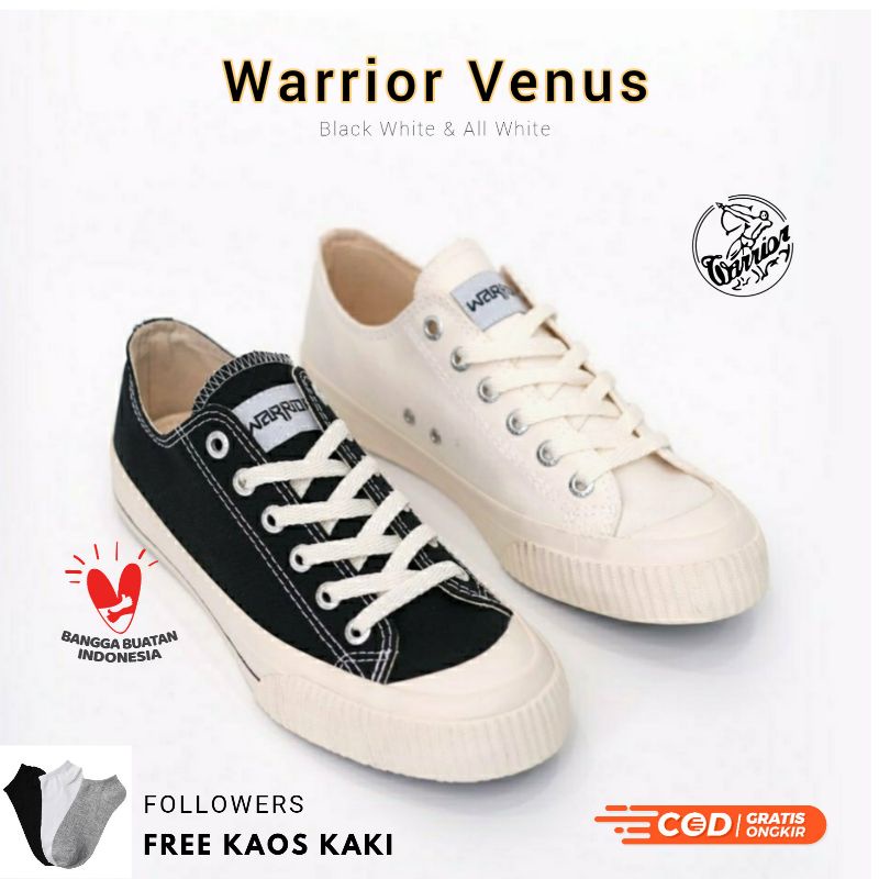 Jual Warrior Venus Low Black White, Full White Warior Original | Shopee ...