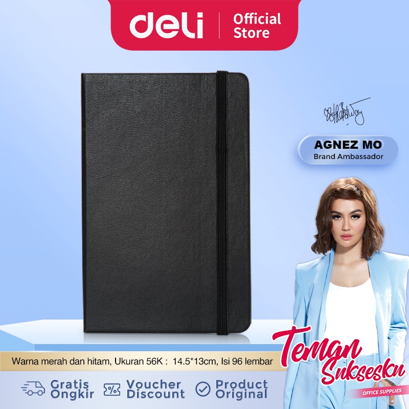 Jual Deli Notebook Buku Catatan 56K 96 Lembar Warna Hitam Merah High ...