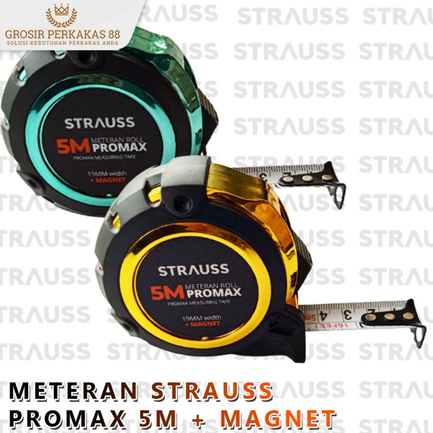 Jual Meteran 5 Meter Tukang Bangunan Roll Promax Strauss | Shopee Indonesia