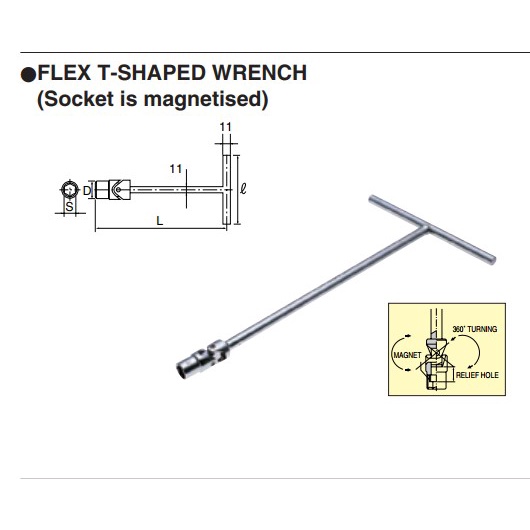 Jual Flexible Kunci Socket T Handle 17mm THF2-17 KTC Flex T Shape Wrench | Shopee Indonesia