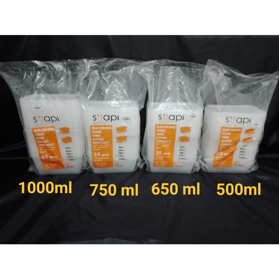 Jual Thinwall/Tinwall Segi Panjang/Rectangle 500 - 1000 ml Suapi Isi 25 ...