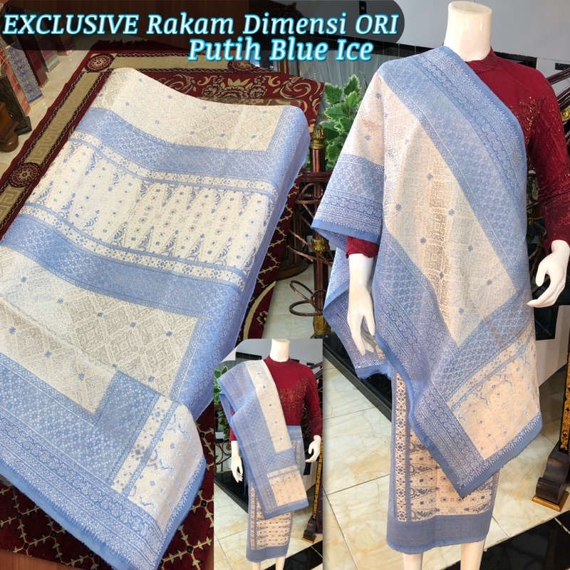 Jual NEW Songket Rakam Dimensi ORI /Putih blue Ice /songket tenun asli ...
