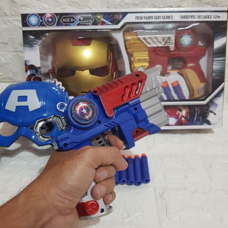 Jual Mainan Tembakan Pistol Peluru Nerf Busa - Set Topeng Advengers ...
