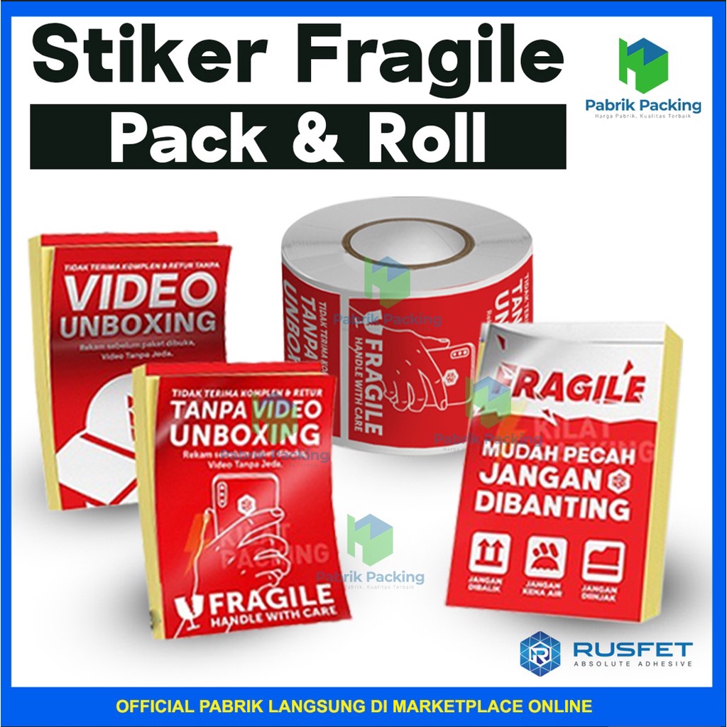 Jual Stiker Label Packing Fragile + Video Unboxing Termurah Per Pack ...