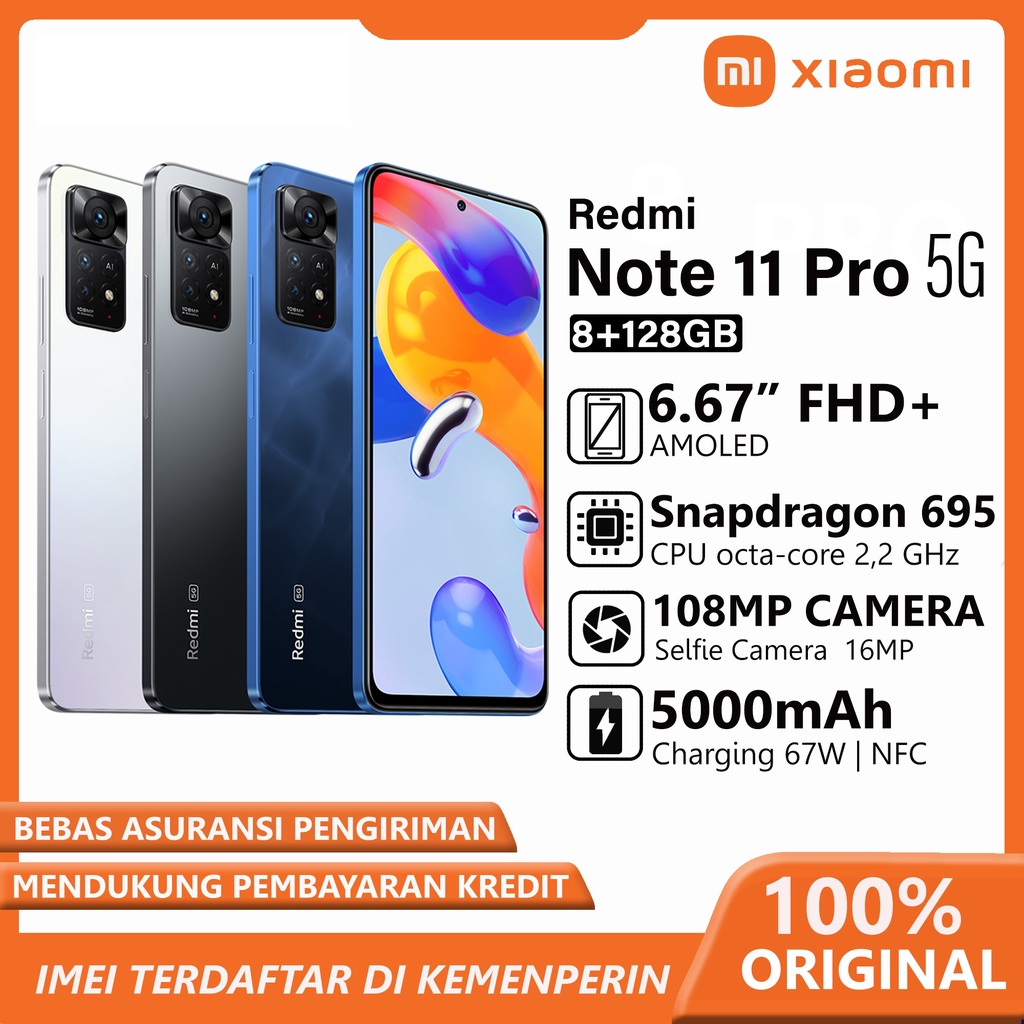 Jual Xiaomi Redmi Note 11 Pro 5G 8/128GB - Snapdragon 695 - Triple Camera 108MP - Baterai ...