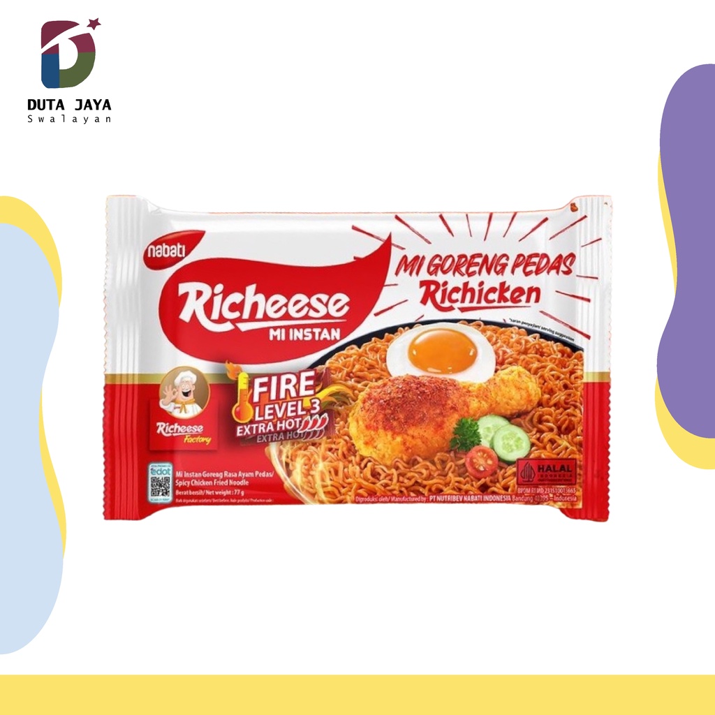 Jual Richeese Mie Instan Goreng Ayam Pedas Richiken Level 3 "Bended 2 ...