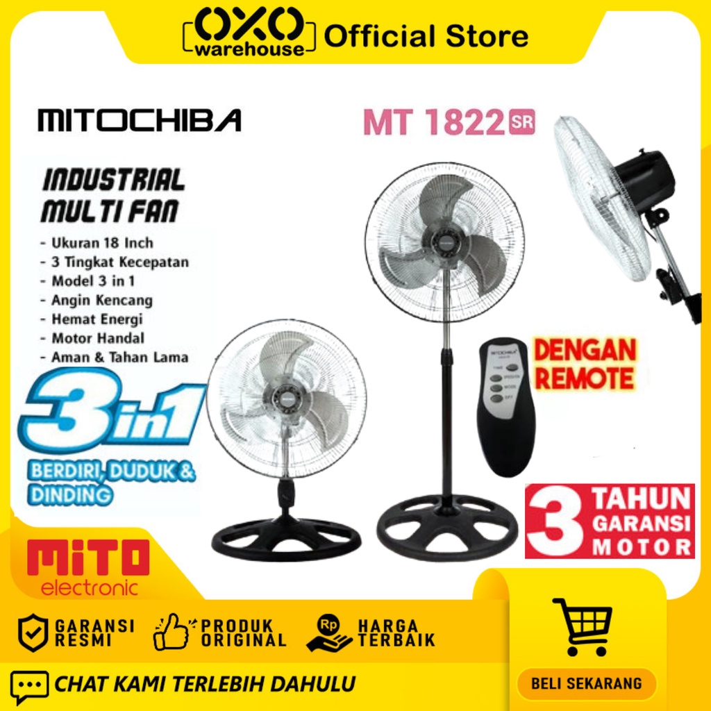 Jual MITO Kipas Angin 1822 SR Remote 3 in 1 fan 18 inc Tornado Low Watt Garansi Resmi | Shopee ...