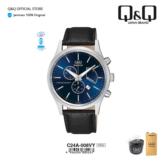 Jual Q&Q QnQ QQ Jam Tangan Pria Analog Leather Kulit - C24 C24A Superior Water Resist 5 BAR ...