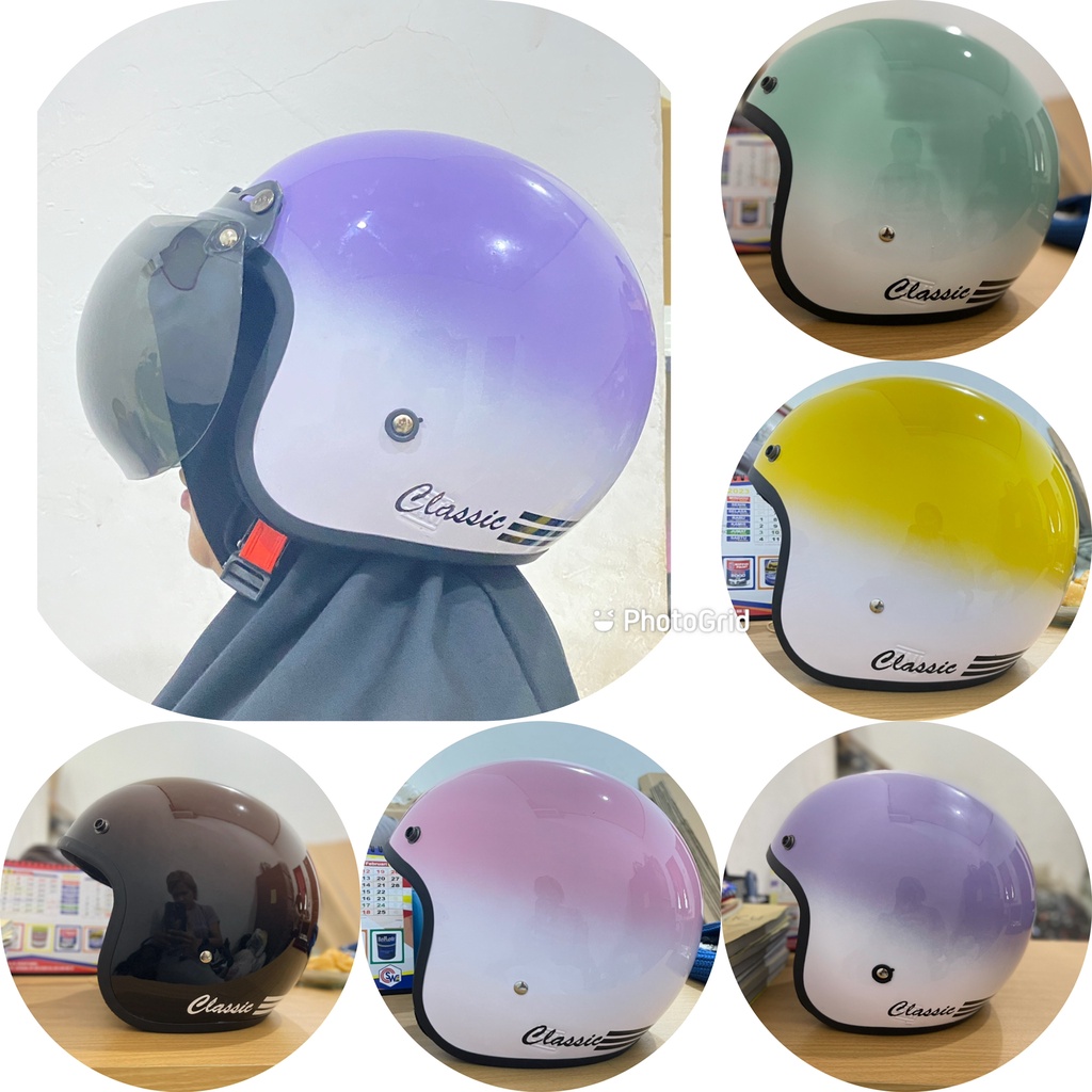 Jual HELM BOGO CLASSIC GRADASI MURAH SNI ARL + KACA (CEMBUNG/DATAR ...