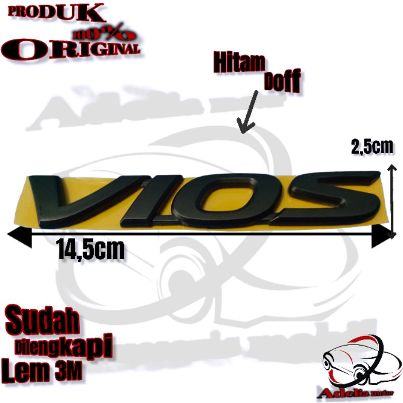 Jual emblem Vios Hitam doff tulisan emblem Vios Hitam doff original ...